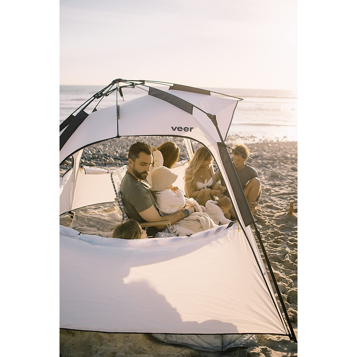 Veer Family Basecamp Recreational Pop-Up Tent | Premium Trail Rated Beach Tent or Camp Shelter for Adults and Kids | Water Resistant UPF50 Protective Coating | Portable with Easy Set Up and Take Down