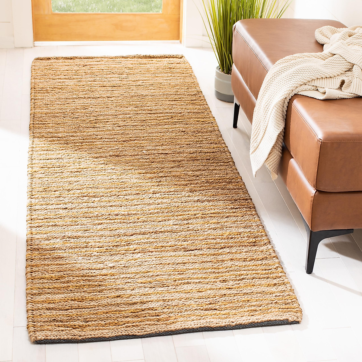 SAFAVIEH Organica Collection Runner Rug - 2'6" x 10', Natural, Hand-Knotted Jute, Ideal for High Traffic Areas in Living Room, Bedroom (ORG111A)