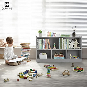 CAPHAUS 5 Cube Open Bookcase, Freestanding Bookshelf Organizer w/Storage, Horizontal Storage Shelves, Bookcase w/Open Compartments, Modern Display Shelf for Living Room, Bedroom, Home Office, White