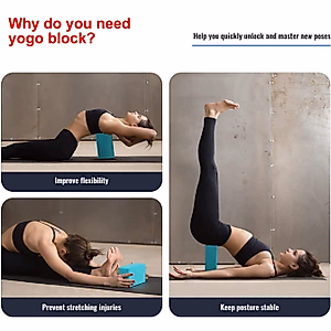 Pigbajie Yoga Blocks 9x6x3, 2 Pack High Density Yoga Brick Foam Blocks to Improve Strength, Flexibility and Balance, Light Weight and Non-Slip Surface, Pilates and Meditation (Gemstone Blue)