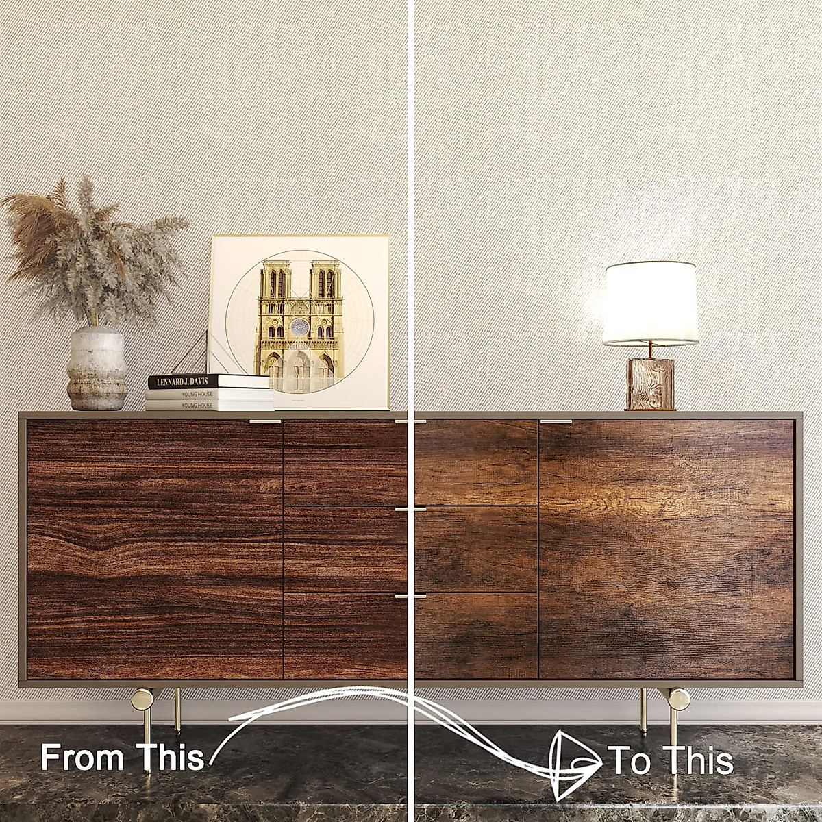 Decotalk Contact Paper Wood Grain Peel and Stick Vintage Wallpaper Self Adhesive Removable Waterproof Wallpaper for Countertops, Drawer Liner Cabinets Walls Desk 12x120inch, Brown