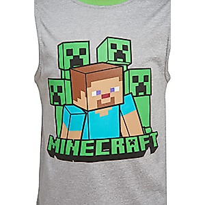 Minecraft Boys Creepers 3 Piece T-Shirt Tank Top Short Set (Black, 5-6)