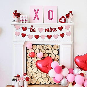 Valentine's Day Banner, Glittery Heart Be Mine Valentines Day Banner Use for Valentine's Day Anniversary Wedding Engagement Party Home Decorations