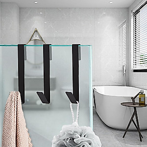 7 Inch Shower Door Hooks, 4 Packs Over The Door Towel Hooks for Bathrooms Extended Shower Hook, Heavy Duty Drilling-Free Shower Towel Rack for Frameless Glass Shower Door