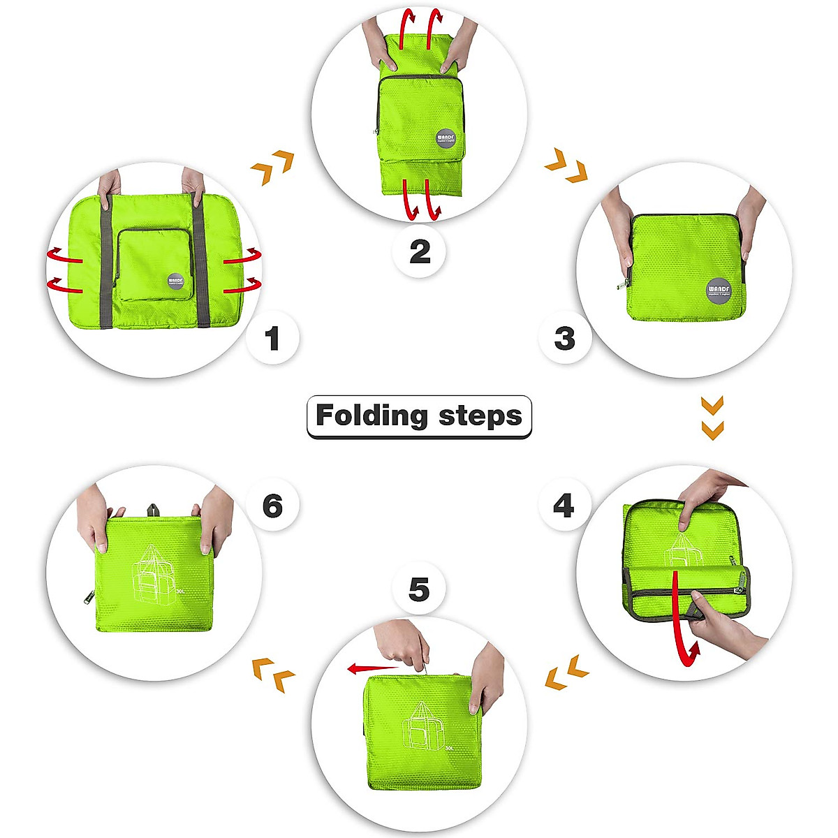 WANDF for Frontier Airlines United Airlines 18" Foldable Travel Duffle Bag for Travel Gym Sports Weekender Bag, Green