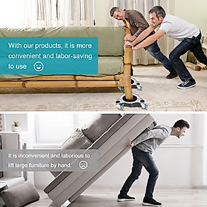 4 Pack Furniture Movers, Mover Dolly with 4 Wheels, 360° Rotation Wheels Furniture Dolly, Steel Tripod Structure, 3 Wheels Have Brakes for Better Control of Movement, 2800 Lbs Load Capacity