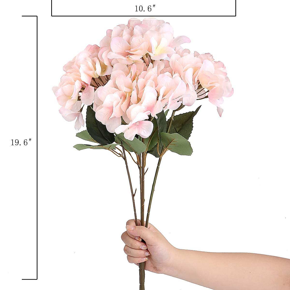Blooming Paradise Artificial Fake 5Flowers Plants Silk Hydrangea Arrangements Wedding Bouquets Decorations Plastic Floral Table Centerpieces Home Kitchen Garden Party Festival Bar DIY (Light Pink)
