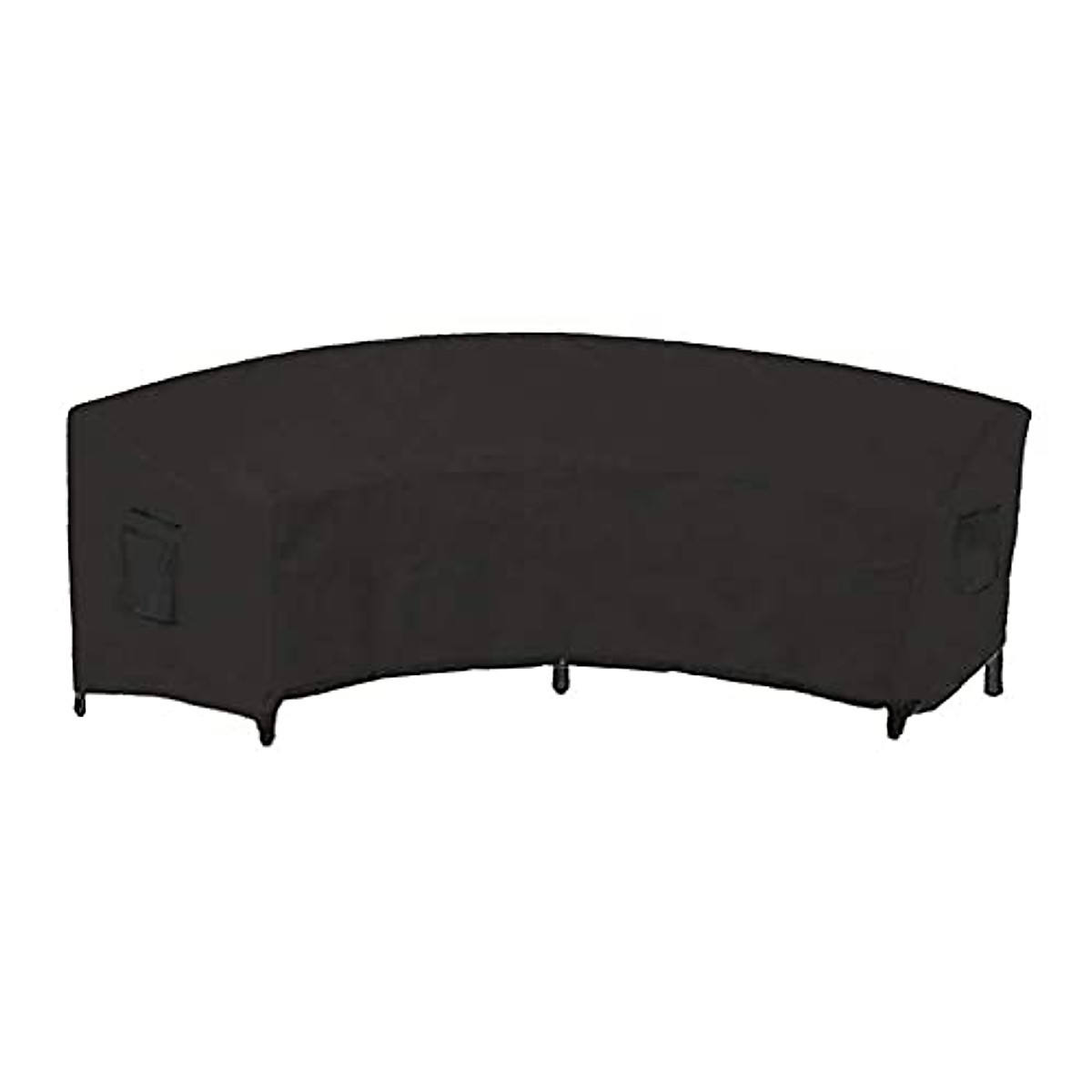Curved Sofa Cover UCARE Outdoor Patio Furniture Cover Couch Sectional Protector Waterproof Half Moon Sofa Set Cover with Windproof Elastic Cord(Black, 190.1x38.9x36.2in/483x99x92cm)