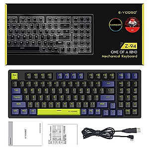 E-YOOSO Z-94 Mechanical Gaming Keyboard Rainbow Backlit, 94 Key Gaming Keyboard for Office and Games (Red Switch)