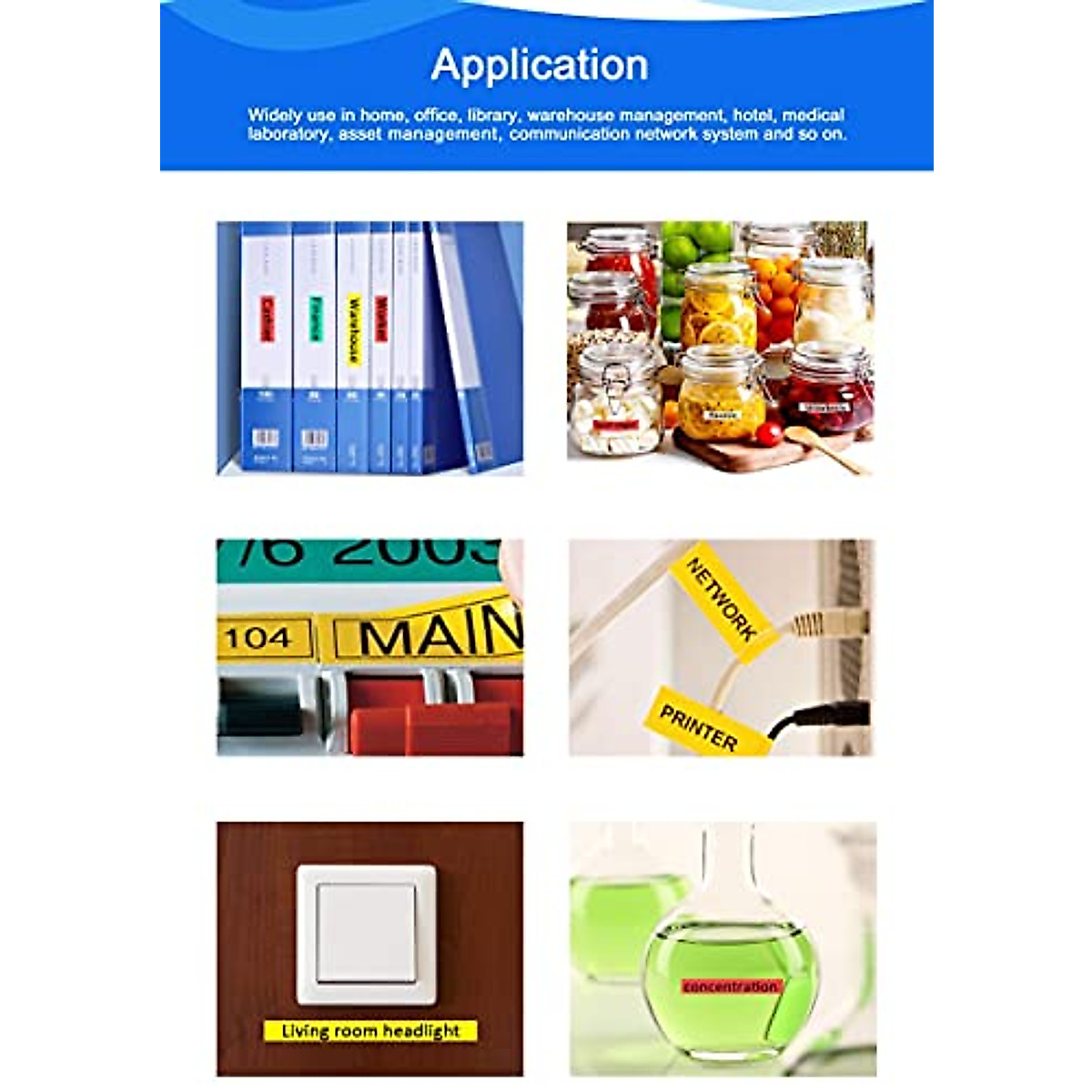 Aomya Label Tape Combatible with Brother TZe Tape 12mm 0.47 Inch Tze-231 TZE-131 Replacement for P-Touch Label Maker PT-D210 H110 D600 (Black on White/Clear/Red/Blue/Yellow/Green)6-Pack