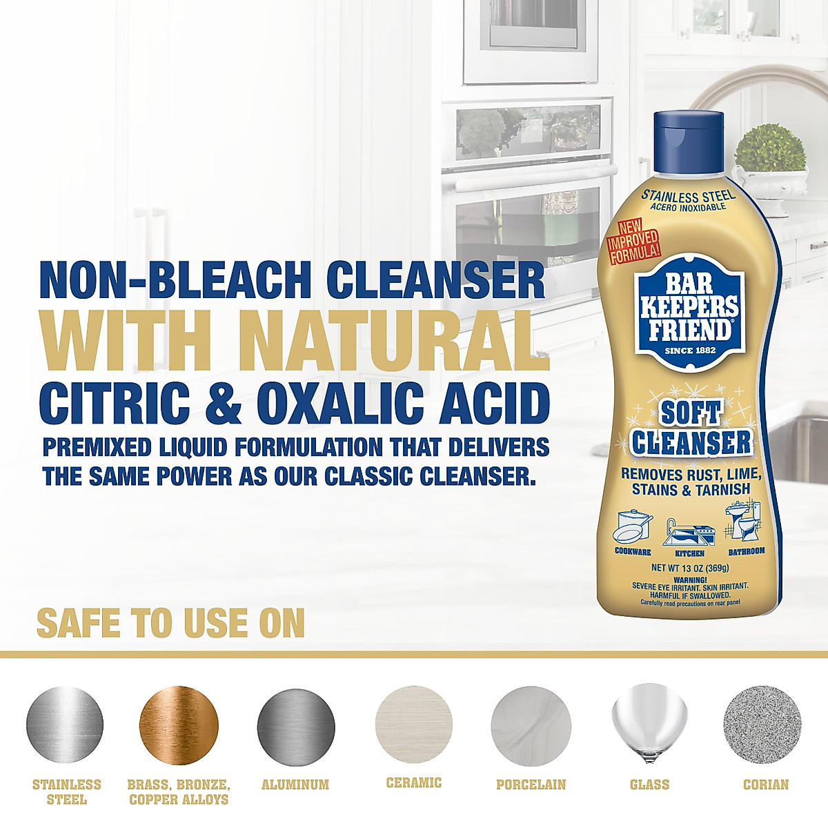 Bar Keepers Friend Soft Cleanser Premixed Formula | 13 oz. container + 25.4 oz. spray bottle| (2-Pack)