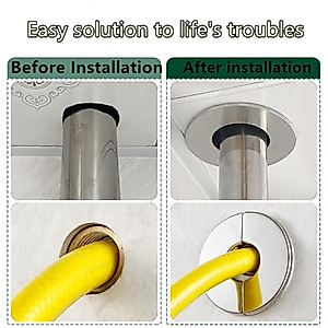 Stainless Steel Wall Split Flange Self-Adhesive tape Round Escutcheon Various pipes Plate Cover for Water Pipe Faucet Decoration Accessories (32mm/1.26in)