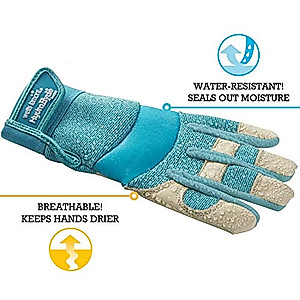 Wells Lamont Women's Hybrid Work/Gardening Gloves | Water-Resistant HydraHyde Leather |Aqua, Medium (3204M)