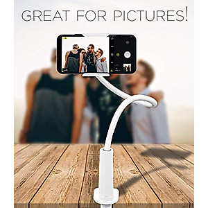 Aduro Phone Holder for Desk Gooseneck Bed Mount Cell Phone Stand Clamp with Adjustable Arm Compatible with All iPhone Galaxy Pink