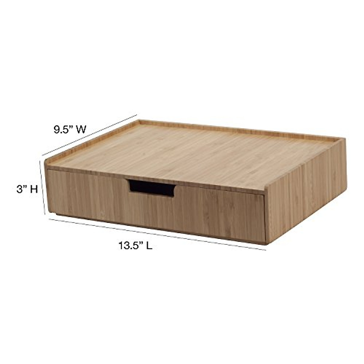 Bamboo Drawer Large, Monitor Stand & Stackable Storage Solution for Office Products pens, Pencils, Scissors, notepads, Business Cards and More