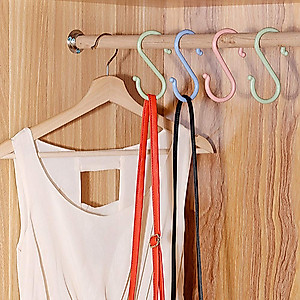 S-Shaped Hooks, Plastic Clothes Hangers Multi-Purpose Storage Racks Portable Key Holders, Durable Hanging Hooks Bathroom Organizers(4Pcs Pink L)