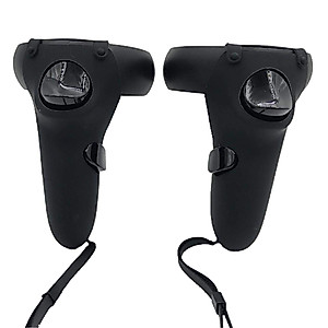 keruite Controller Skin for Oculus Quest Touch Controller, 1 Pair Silicone Grip Cover Anti-Slip Protective Case for Oculus Quest Rift-S Handle - Black Blue Red Ordinary