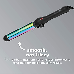 INFINITIPRO BY CONAIR Rainbow Titanium 1 1/4-inch Curling Wand, Straight wand produces flawless waves