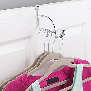 iDesign Orbinni Steel Over-The-Door Valet Storage Hook - 1" x 7.8" x 5.1", Chrome