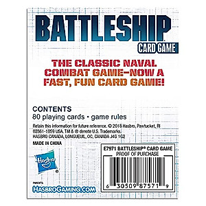 Hasbro Gaming Battleship Card Game for Kids Ages 7 and Up, 2 Players Strategy Game Brown/a