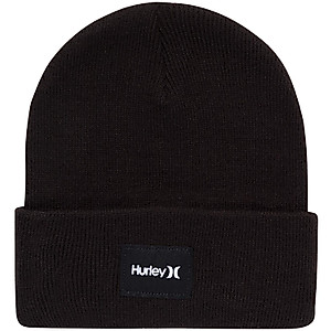 Hurley Men's Winter Hat - Seaward Patch Cuffed Beanie, Size One Size, Black