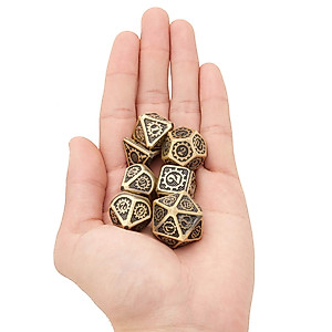 Metal Dice D&D, Dragon and Dungeon Polyhedral Metal Dice Set for RPG (Dungeon and Dragon Role Playing Games), and Enamel D&D Dice with Storage Bag (7-Piece Set)