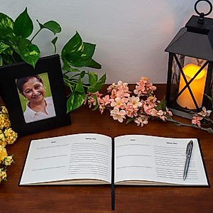 Black Guest Book – Hardcover Guest Book - 9" x 6" Guest Book with Debossed"in Loving Memory" Text – Funeral Book– Memory Book -Signature Book