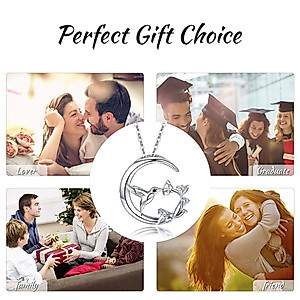 Hummingbird Necklace S925 Sterling Silver Jewelry Hummingbirds Gift for Women(Moon)