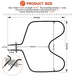 wp308180 W10308477 Oven Bake Element replacement for Whirlpool oven heating element wp308180 by Beaquicy - Suitable for Kenmore,Whirlpool ovens rf366pxxn2,fep310en0,rf365pxyn0,rf327pxvw,fep310bl,etc.