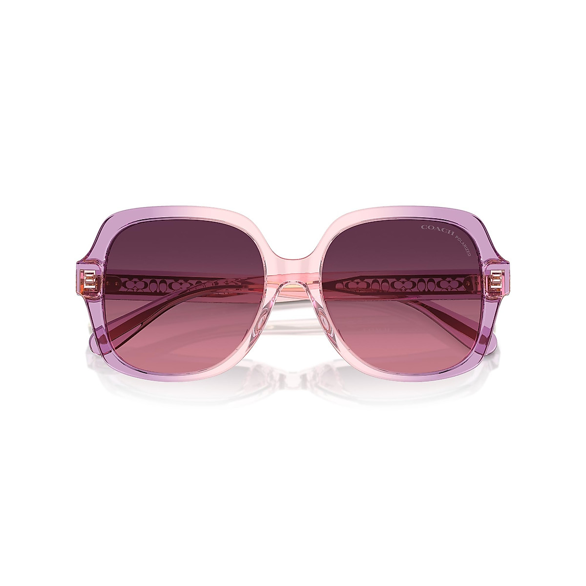 COACH Women's HC8395U Universal Fit Square Sunglasses, Amethyst/Pink Gradient/Burgundy Gradient Polarized, 54 mm