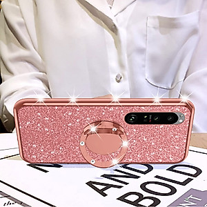 nancheng for Sony Xperia 1 III Phone Case (2021) with Ring Kickstand Lanyard Shockproof Protection Cover - Rose Gold