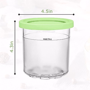 Creami Containers, for Ninja Creami Pints with Lids,16 OZ Ice Cream Containers Airtight and Leaf-Proof for NC301 NC300 NC299AM Series Ice Cream Maker