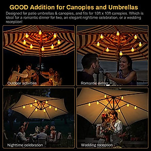 Eliteemo LED Canopy and Umbrellas Lights, 23 Ft LED Outdoor String Lights with Shatterproof Plastic 8LED C7 E-12 Light Bulbs, Waterproof, C Battery Powered, Super Bright to Display at Night Outdoors