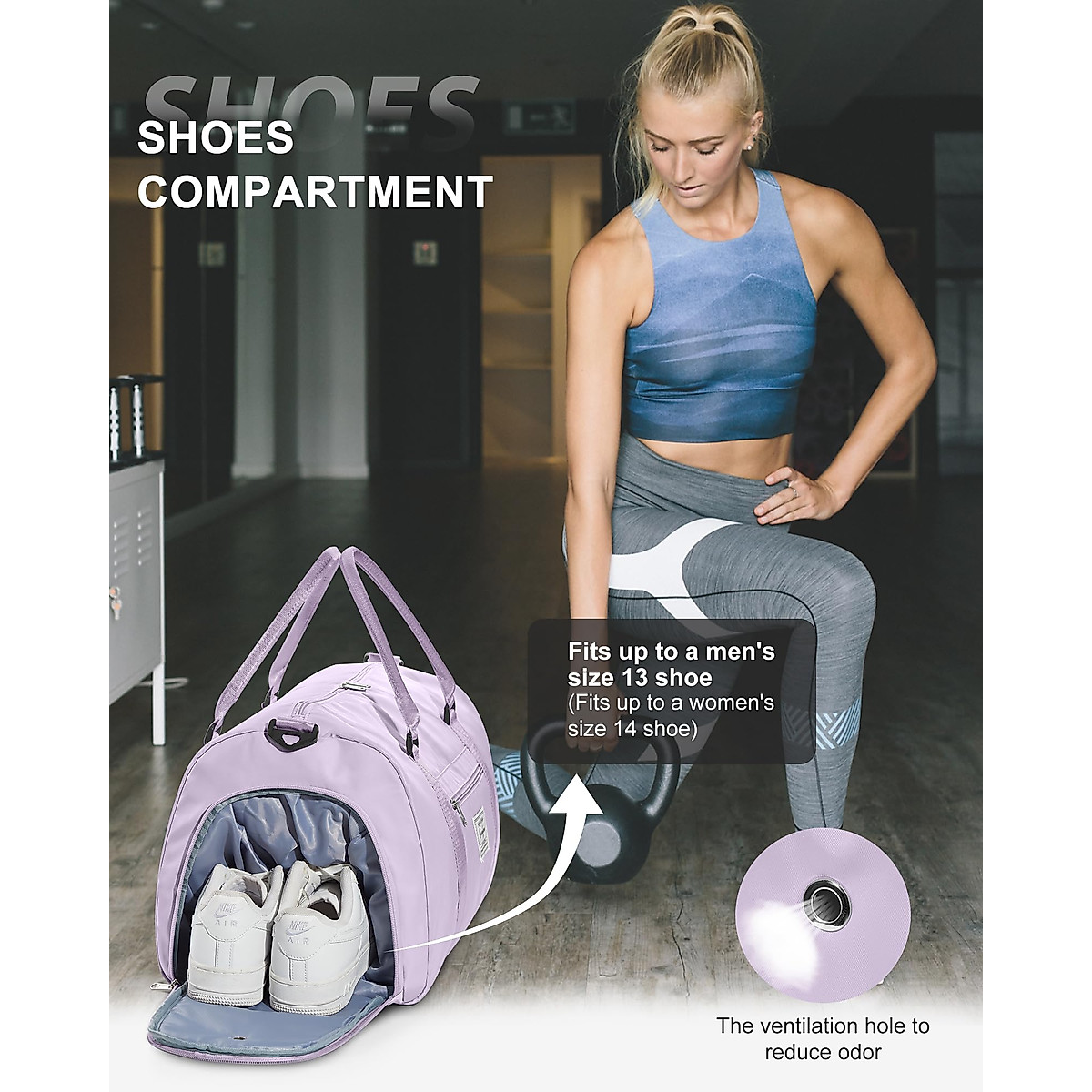 Gym Bag Womens Mens with Shoes Compartment and Wet Pocket Travel Duffel Bag for Women for Plane Sport Gym Tote Bags Swimming Yoga Waterproof Weekend Overnight Bag Carry on Bag Hospital Holdalls