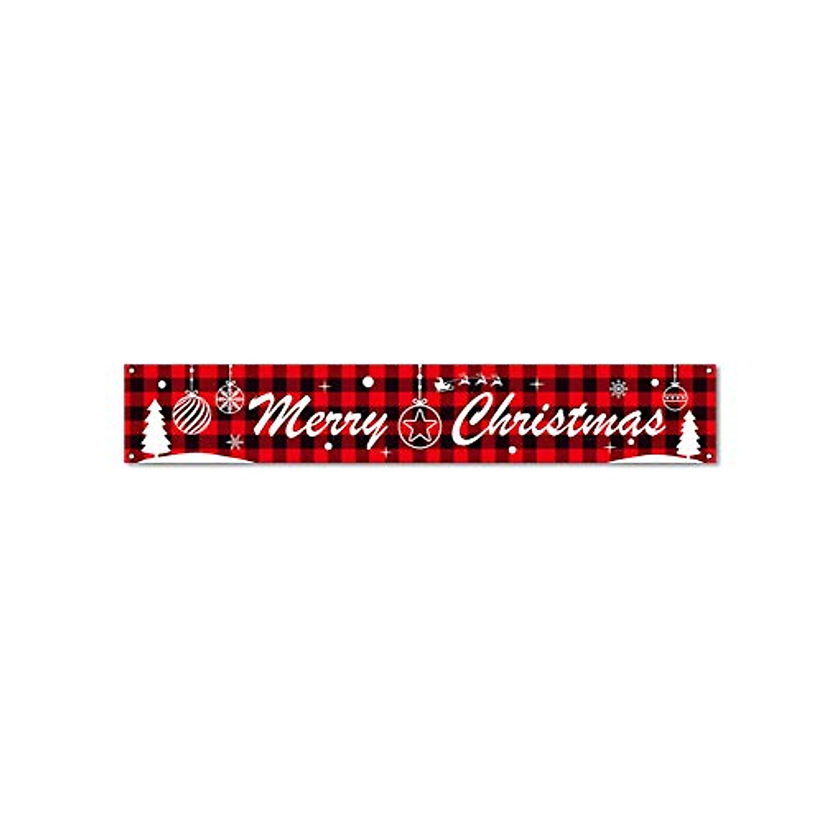 Large Merry Christmas Banner,Xmas Outdoor & Indoor Hanging Decor,Xmas Sign Huge Xmas Home Party Decoration (Red lattice letters)
