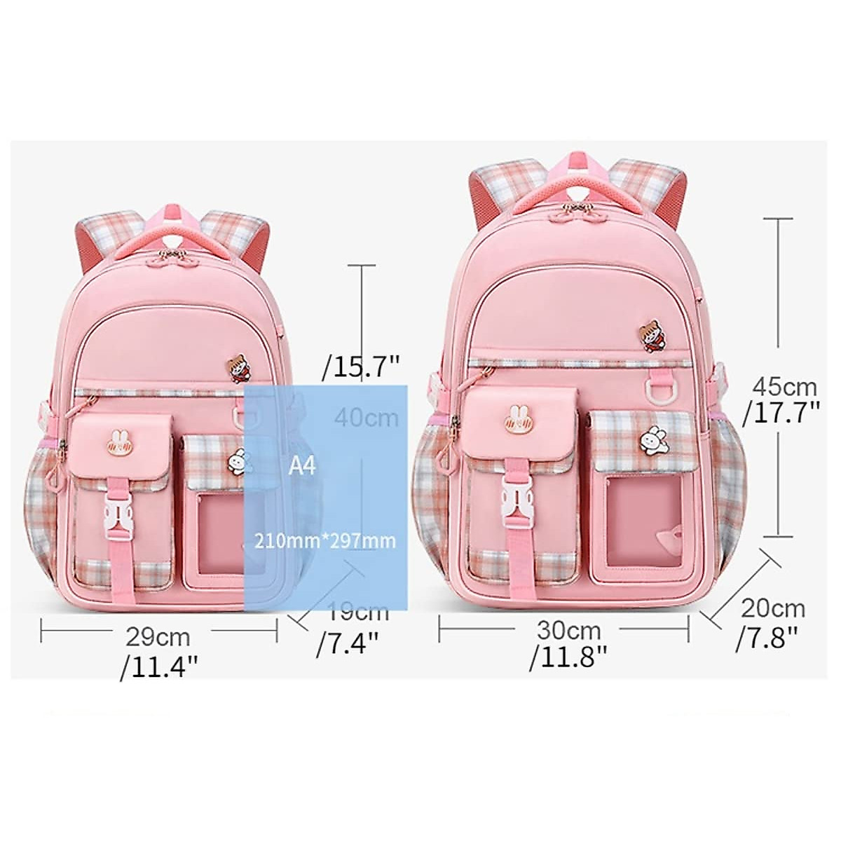 HUIHSVHA Kawaii Backpack, Cute Pink Large Capacity School Laptop Bag, Casual Travel Daypack Bookbag for Teens Girls Students