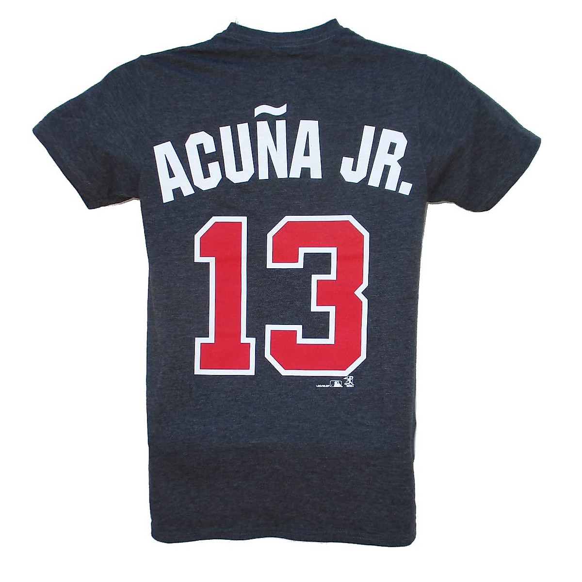 Ronald Acuña Jr. #13 Name and Number Short Sleeve Shirt - Charcoal Gray (Atlanta Braves, Large)