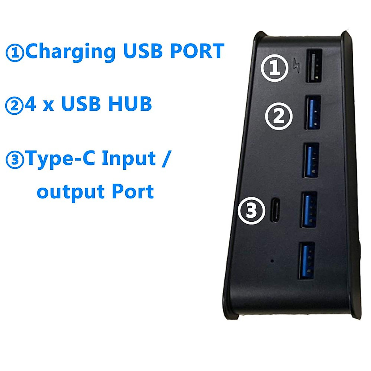 PS5 Gaming Console Hub, 4 USB Port Hub,1 Charging USB Port,1 Type-C Port for PlayStation 5, Super Transfer Speed Charger Splitter Expansion Adapter for Sony PS5 Console