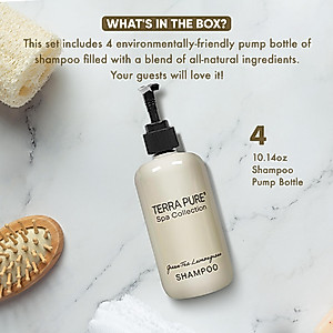 Terra Pure Shampoo | Spa Collection | Hotel Amenities in Pump Bottle | 10.14 oz. / 300 ml (4 Bottles)