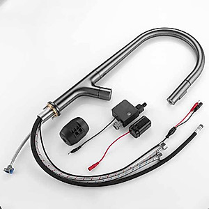 Yalsfowe Touchless Kitchen Faucet Gun Gray, Kitchen Faucet with Pull Down Sprayer, Kitchen Mixer Tap, Motion Sensor Smart Activated Kitchen Faucet, Smart Kitchen Sink Faucets, Brass