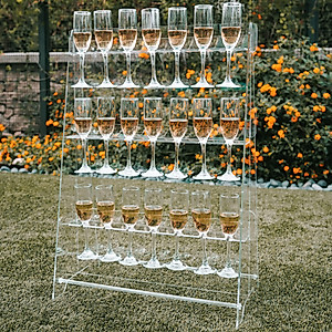 2 in 1 Champagne Wall Holder for Party Modern Acrylic Donut Stand Wedding Decor 32" x 22" Table Top Tower 25 Snack Dowels Mimosa Bar Decorations