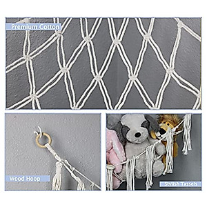 Lovely Baby Genius Stuffed Animal Net, Toy Hammock with 3 Strong Metal Hook - Macrame Stuffed Animal Hammock for Kids Room, Squishmallow Net