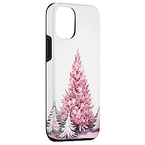 iPhone 13 Pro Vintage Winter Pink White Christmas Tree Case