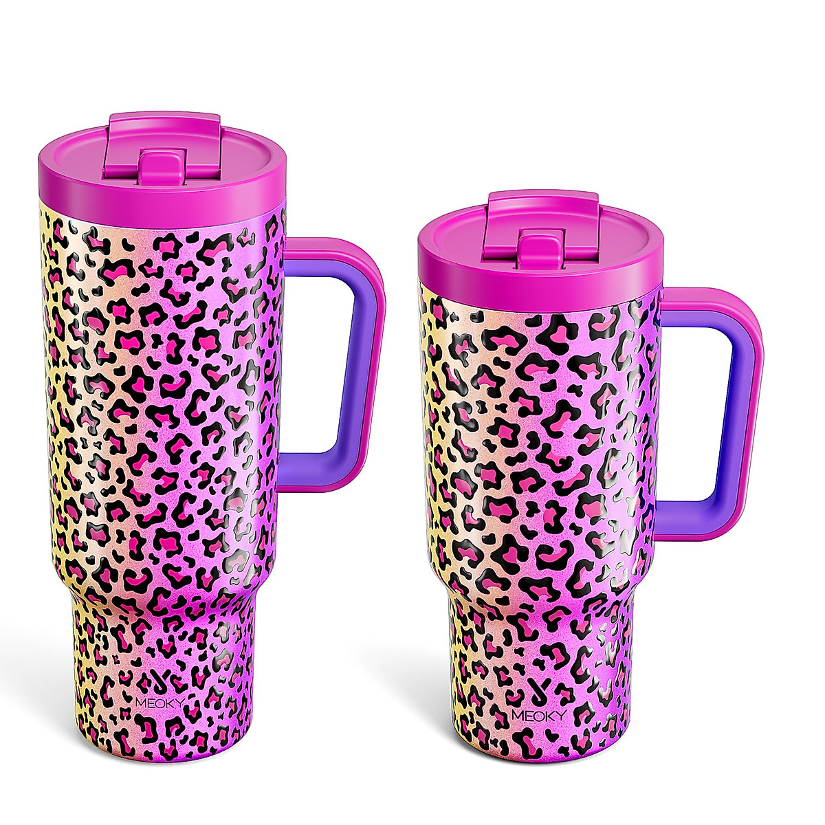 Meoky 32 oz Tumbler with Handle and Flip Straw, 40 oz Tumbler with Handle, 100% Leakproof Tumbler with Lid and Straw, Stainless Steel Insulated Cup, Cupholder Friendly, Keeps Cold (Celebration)