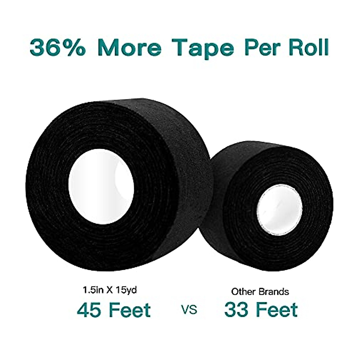Dimora 4-Pack Black Athletic Tape - Strong Adhesive Sports Tape No Sticky Residue Easy Tear Athletic Tapes & Wraps, Gymnastics Tape for Athletes(1.5in X 45ft)