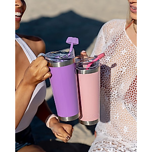 LipSip. Sip from a Straw Without pursing Your Lips to Help Prevent Lip Lines & Wrinkles. Includes Detachable LipSip, Reusable Silicone Straw & Cleaner. BPA-Free Dishwasher Safe Ecofriendly (Lavender)