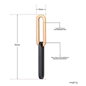 BOBOTUU Black Geometric Earrings for Women, Stainless Steel Hypoallergenic Statement Handmade Dangle Earrings, Trendy Rose Gold Chunky Dainty Women's Drop Earrings