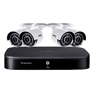 Lorex 4K Security Camera System, Ultra HD Indoor/Outdoor Analog Wired Bullet Cameras with Motion Detection Surveillance, Color Night Vision and Active Deterrence, 2TB 8 Channel DVR, 4 Cameras