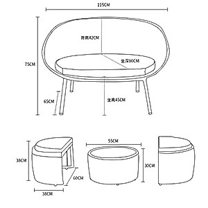 QUUL Outdoor Rattan Chair Three Piece Combination Home Balcony Leisure Sofa Rattan Chair