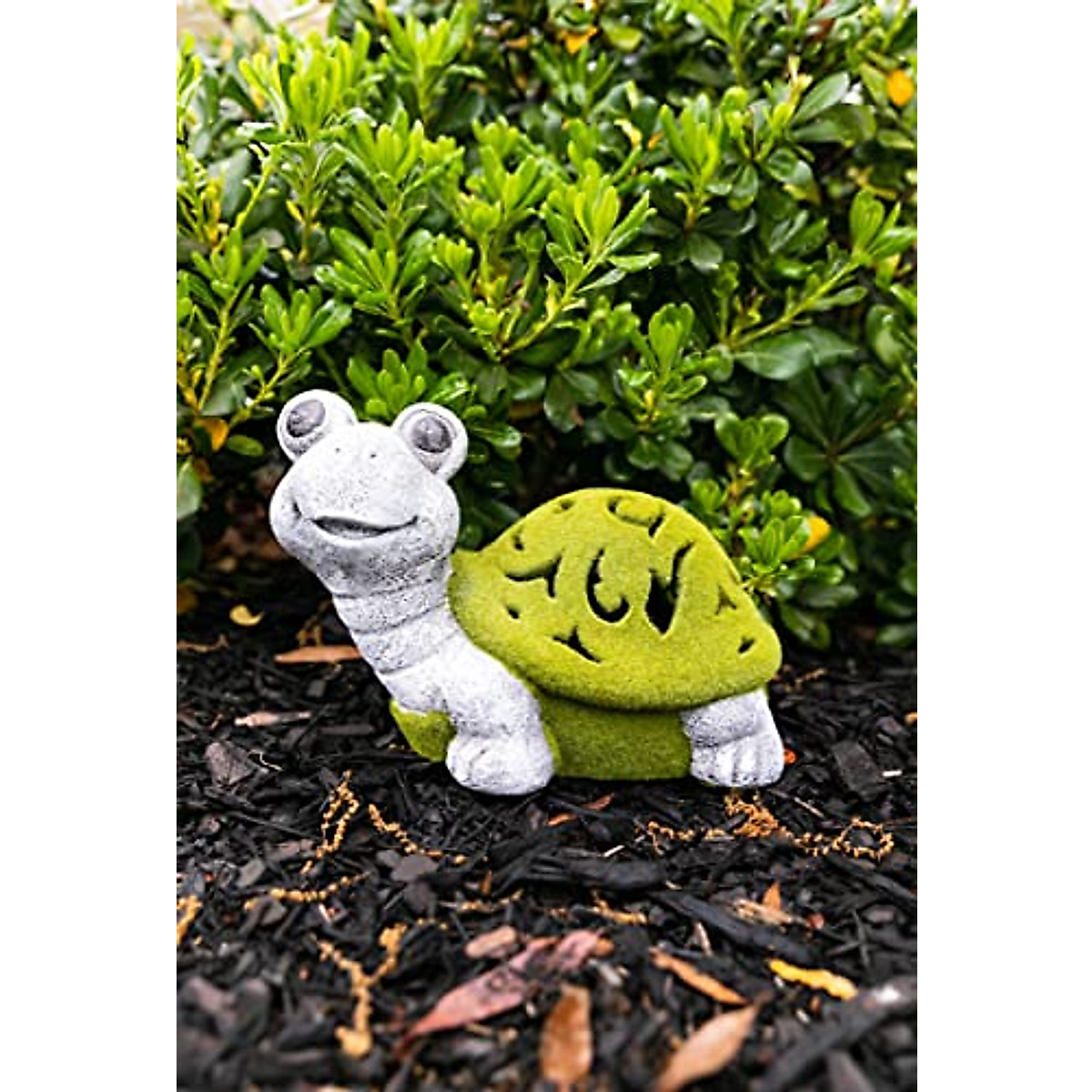 VP Home Lazy Turtle with Flocked Shell Solar Powered LED Outdoor Decor Garden Light - Great Addition for Your Garden, Solar Powered Light, Suitable for Outside Patio Lawn Gifts